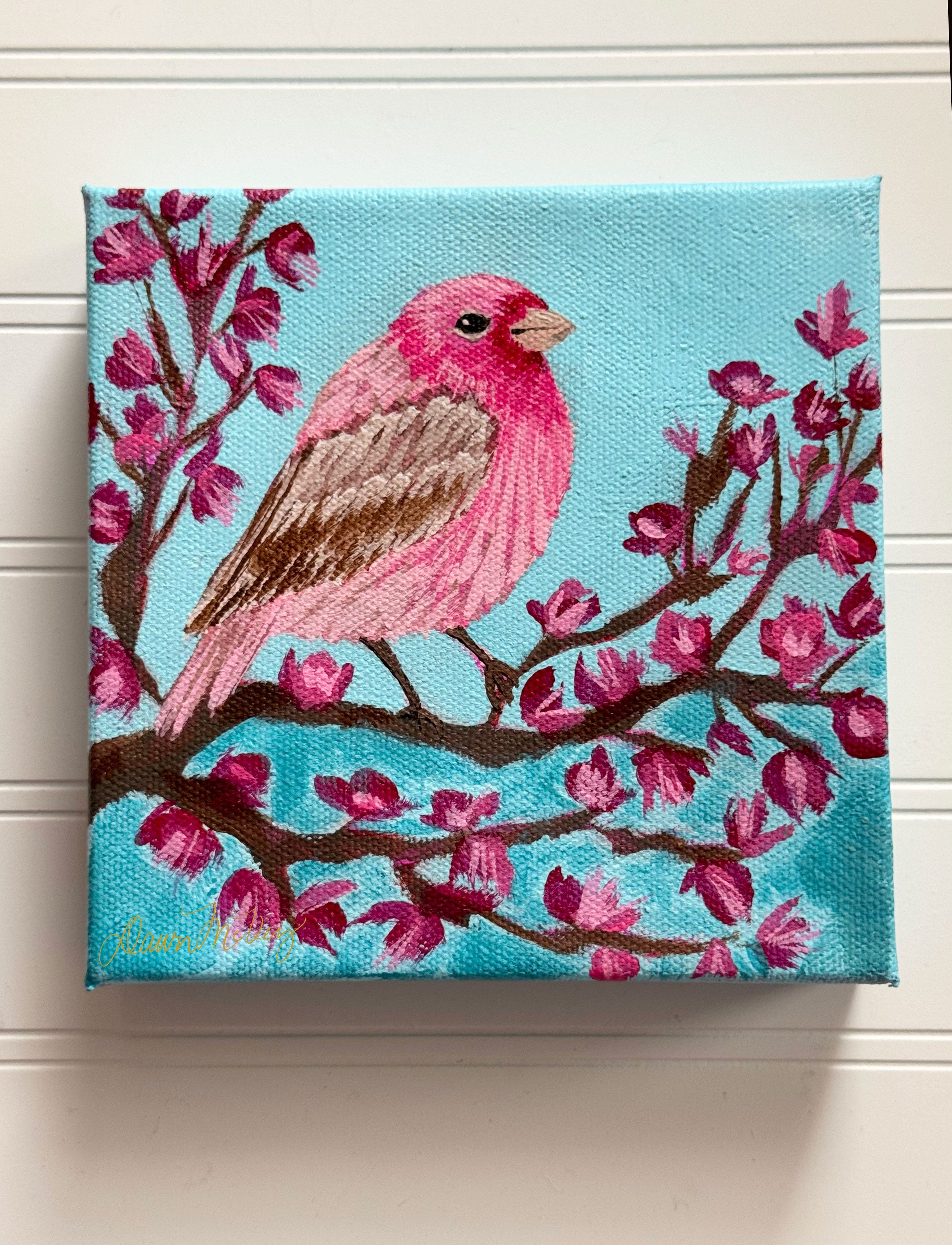Pink-Browed Rose Finch – Dawn McVey Art